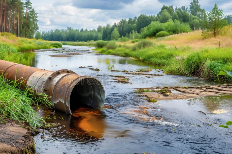 Wastewater Discharge Pipe into the River - AI Generated Stock Photo ...