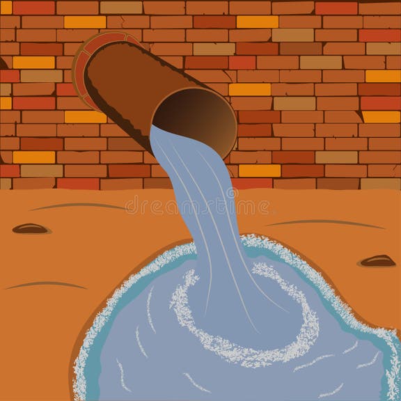 Wastewater Flow from the Sewer Pipe Stock Vector - Illustration of ...