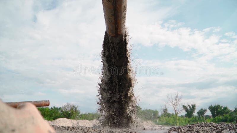 Wastewater from Large Rust Pipe Merge into Environment Forest. Sewage ...