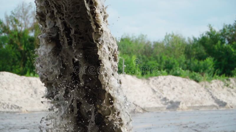 Wastewater from Large Rust Pipe Merge into Environment Forest. Sewage ...