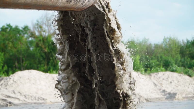 Wastewater from Large Rust Pipe Merge into Environment Forest. Sewage ...