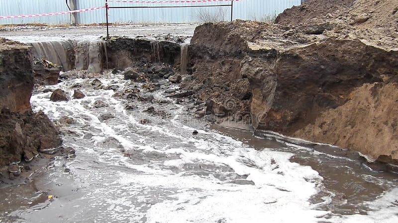 Wastewater Pouring into River from Concrete Discharge Pipe, Causing ...