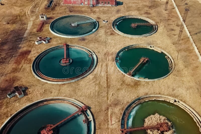 Wastewater treatment pools stock image. Image of convert - 168791785