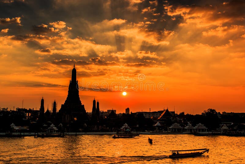 Wat Arun in the sunset stock image. Image of myanmar - 37215519