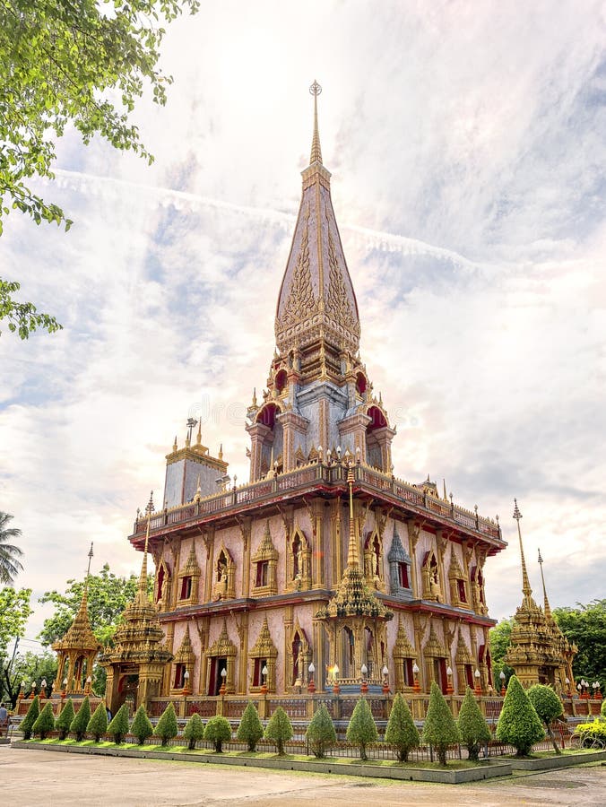 WAT CHA LONG TEMPLE at Phuket, Thailand Stock Image - Image of church ...