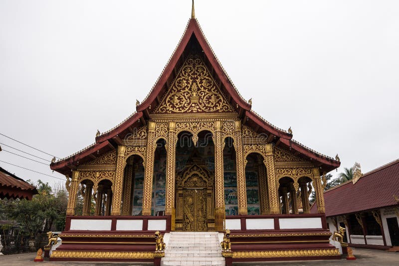 Wat Manorom - an Ancient Buddhist Temple in Luang Prabang Laos Stock ...