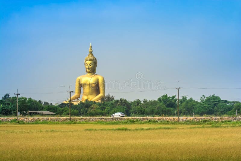 Wat Muang Ang Thong Thailand Temple Stock Image - Image of draw ...