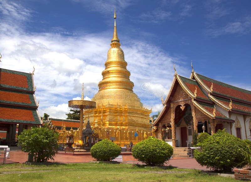 Wat Phra that Hariphunchai stock photo. Image of culture - 74268418