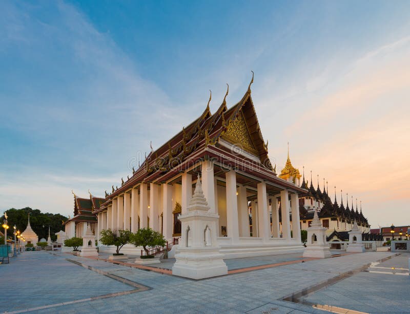 Wat Ratchanadda, Loha Prasat and Traditional Thai Pavilion Stock Image ...