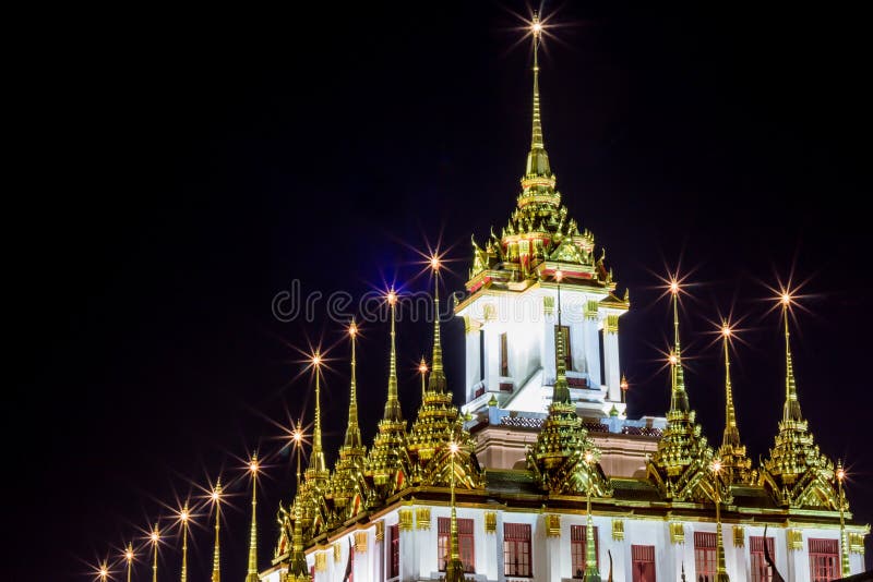 Night Scene of Loha Prasat at Wat Ratchanaddaram Woraviharabuddhist ...