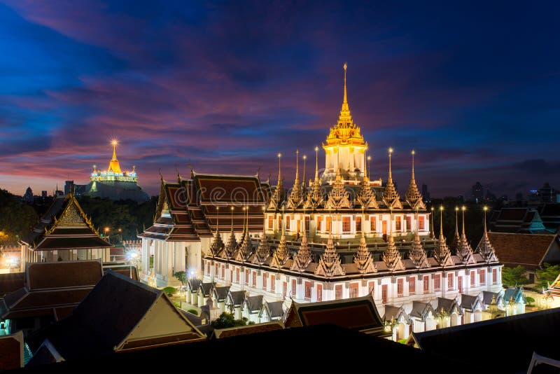 Wat Ratchanatdaram Temple and Metal Castle in Bangkok, Thailand Stock ...