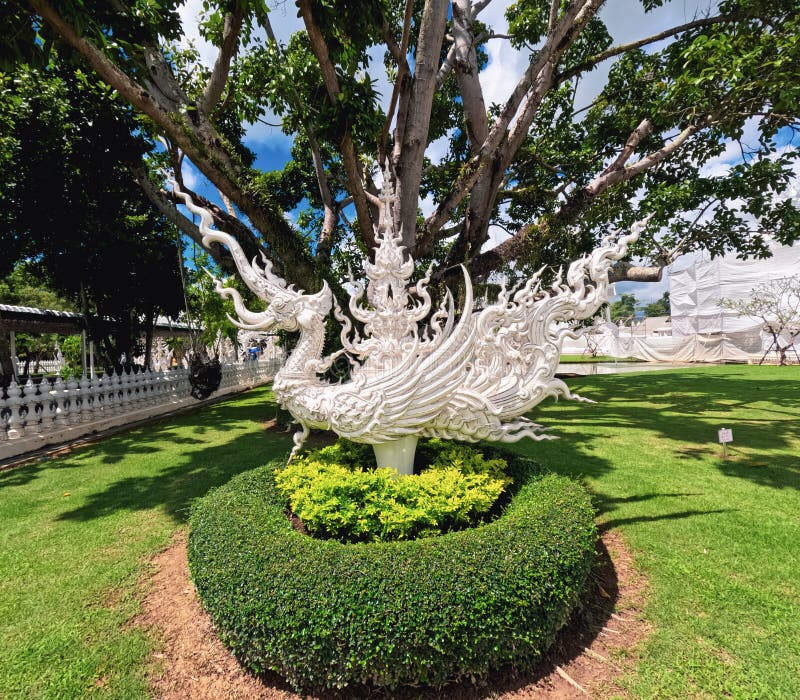 Wat Rong Khun Landscape with Topiary Stock Photo - Image of heritage ...