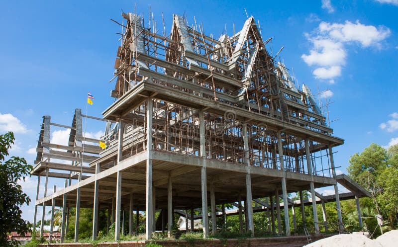 Wat Thai Construction editorial stock photo. Image of design - 40932288