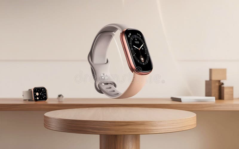 A Watch with a Black Band on it Sits on a Table. Stock Illustration ...