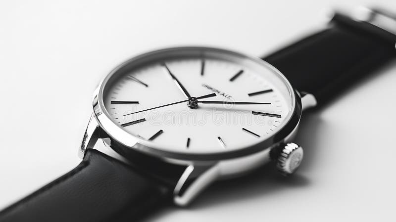 Watch with a Black Band and a White Face Stock Image - Image of hand ...