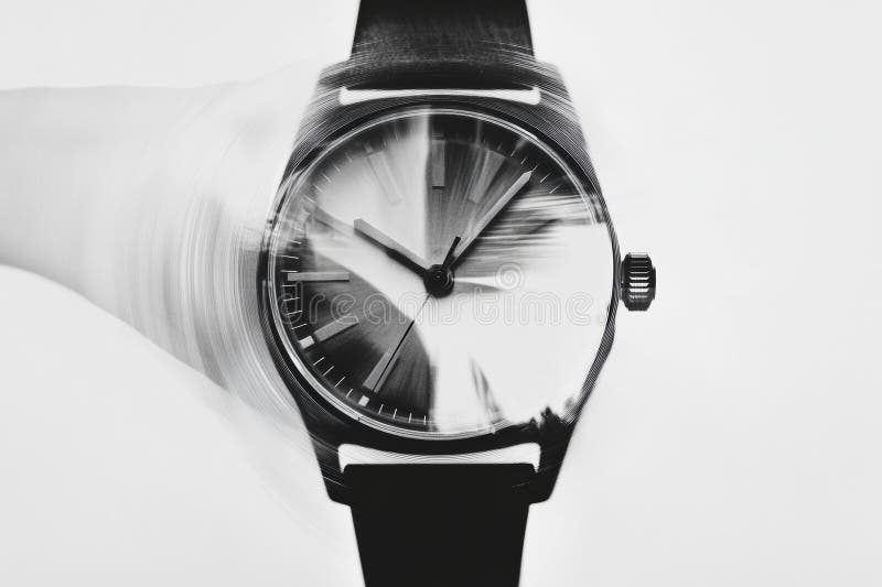 A Watch with a Black Strap Displays Dynamic Motion As it Appears ...
