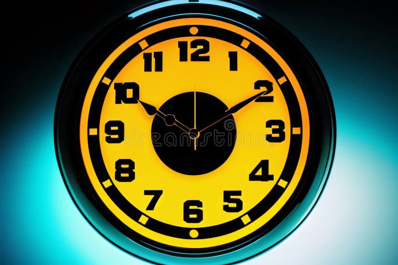 A Watch with a Bright Yellow Dial and Black Numbers Stock Illustration ...
