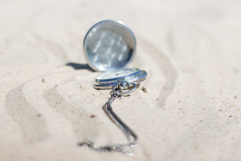 Watch on a Chain in the Sand. Stock Image - Image of future, gold ...