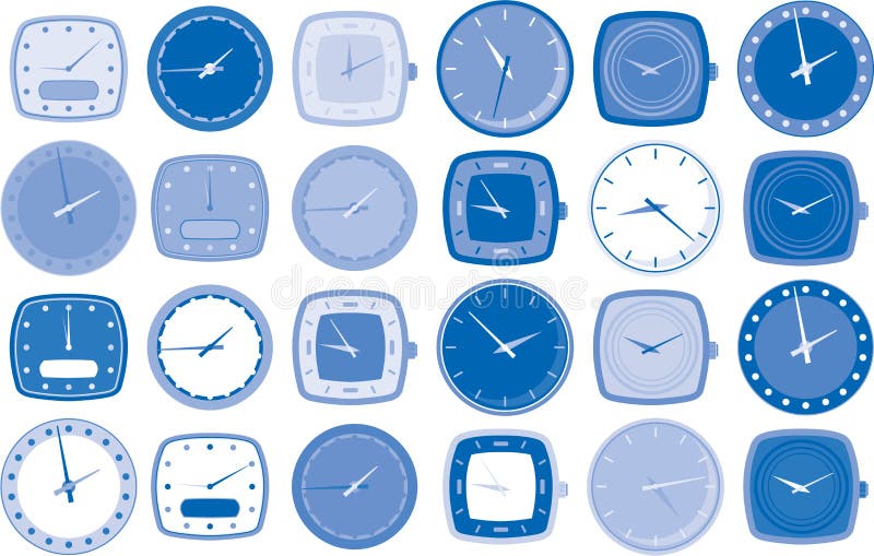 Watch or Clock Faces Vector Stock Vector - Illustration of blue ...