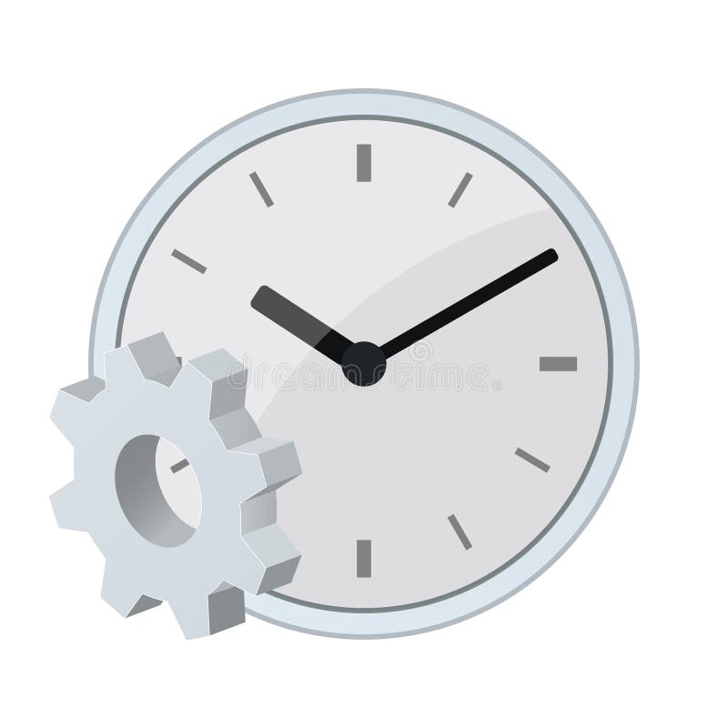 Watch or Clock with Gear Icon Settings Icon or Instruction Stock Vector ...