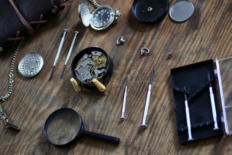 Watch clock repair stock photo. Image of antique, hand - 81290340
