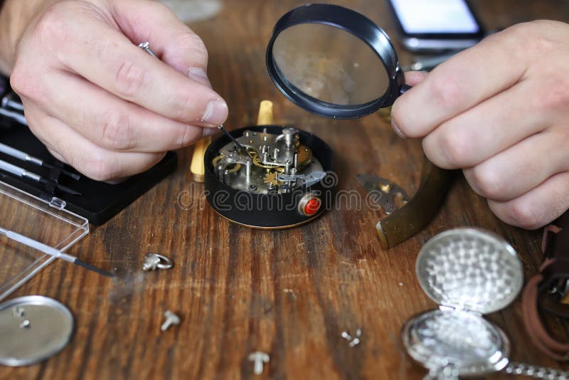 Watch Clock Repair Retro Concept Working Hard in a Past Stock Photo ...