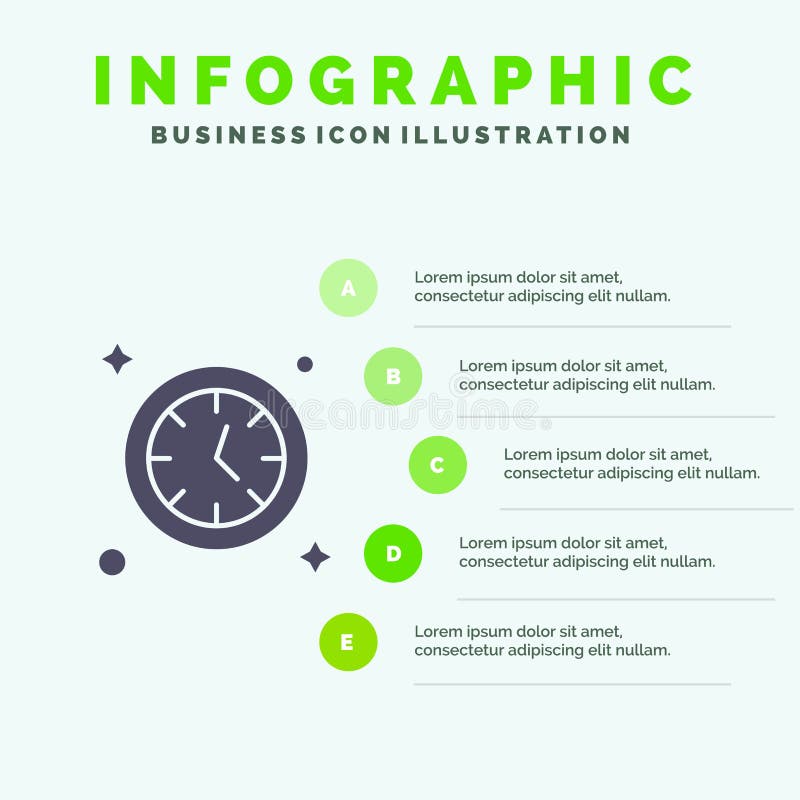 Watch, Clock, Time Solid Icon Infographics 5 Steps Presentation ...