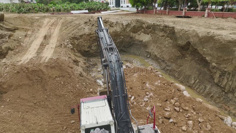 Building Foundations: 4K Aerial of Soil Unloading at Site Stock Video ...