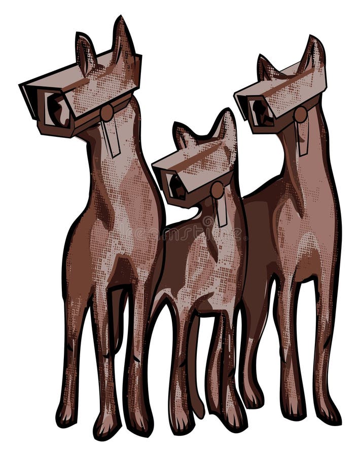 Watch Dogs with Camera Head Stock Vector - Illustration of grey, brown ...