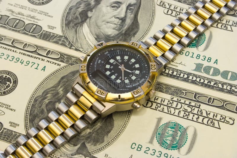 Watch on dollars stock photo. Image of concept, money - 1863718