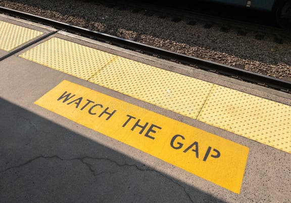 Watch the Gap Warning Sign on a Train Platform Stock Photo - Image of ...