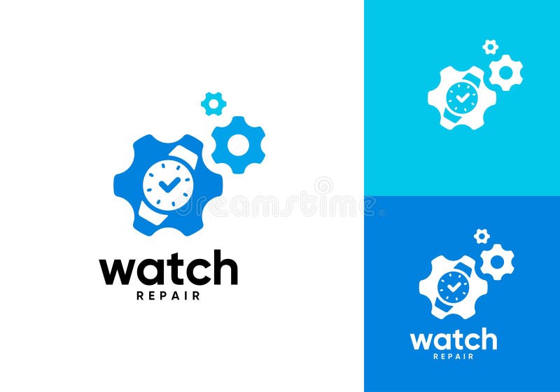 Watch with Gear Logo Design Vector Stock Illustration - Illustration of ...