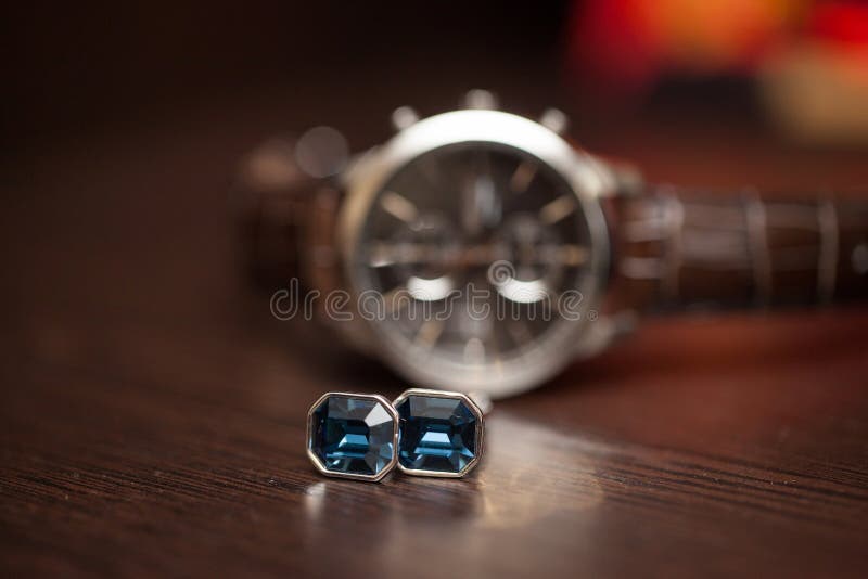 Watch and Groom S Cuff Links Stock Image - Image of button, person ...