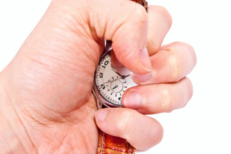 Watch in hand stock photo. Image of front, arrow, number - 13505106