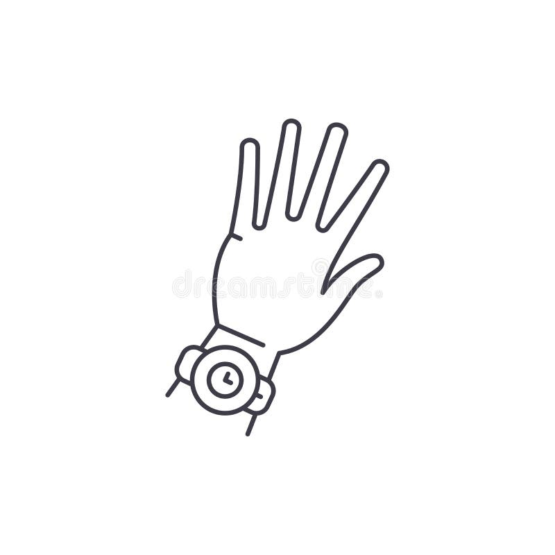 Watch on Hand Line Icon Concept. Watch on Hand Vector Linear ...