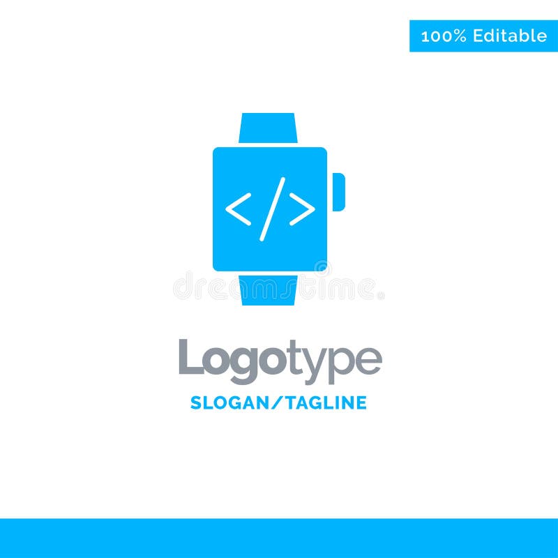 Watch, Hand Watch, Time Clock Blue Solid Logo Template. Place for ...