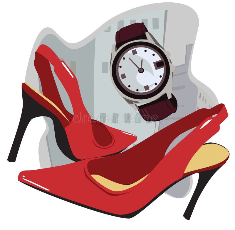 Watch and high heels stock vector. Illustration of view - 31678589
