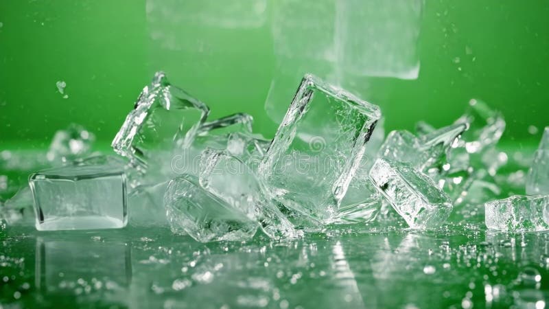 Ice Cubes Melting on Green Screen Background Stock Footage - Video of ...