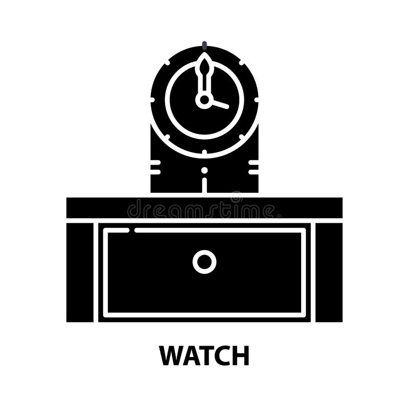 Watch Icon, Black Vector Sign with Editable Strokes, Concept ...