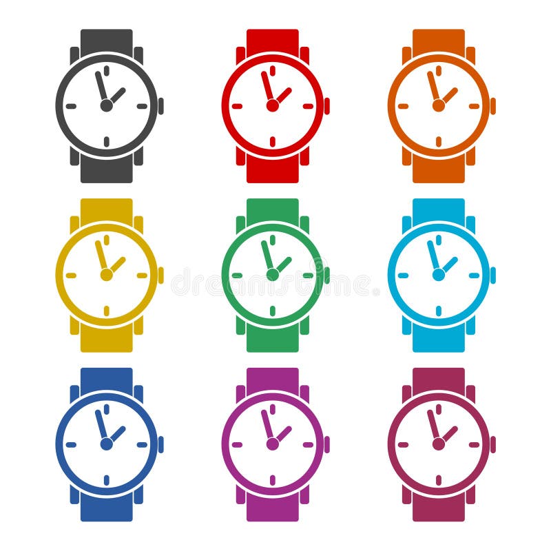 Watch Icon, Color Icons Set Stock Illustration - Illustration of design ...