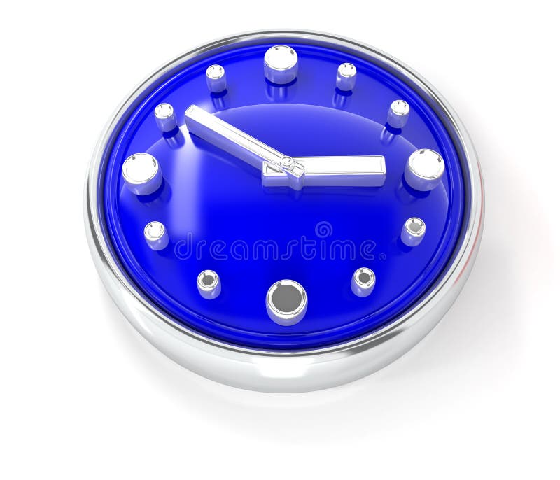Watch Icon on Glossy Blue Round Button Stock Illustration ...