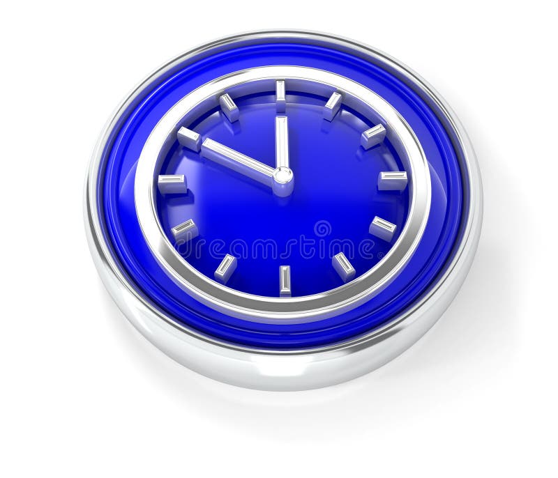 Watch Icon on Glossy Blue Round Button Stock Illustration ...