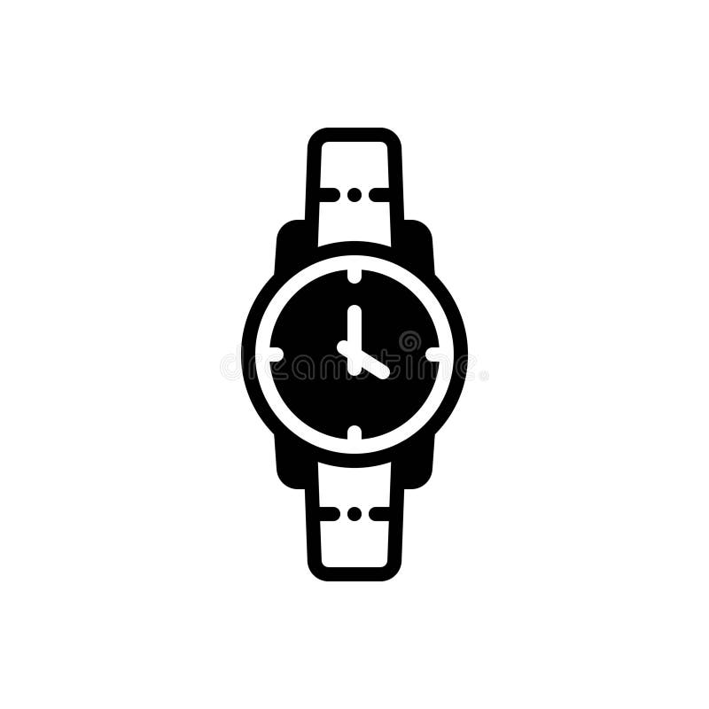 Black Solid Icon for Watch, Hand and Clock Stock Vector - Illustration ...