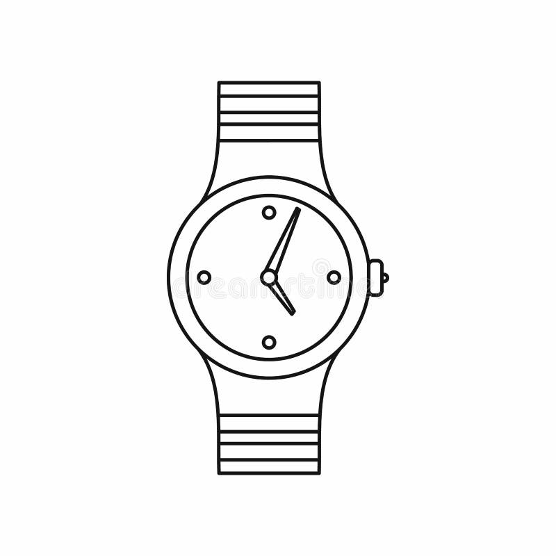 Watch icon, outline style stock vector. Illustration of dial - 81450481