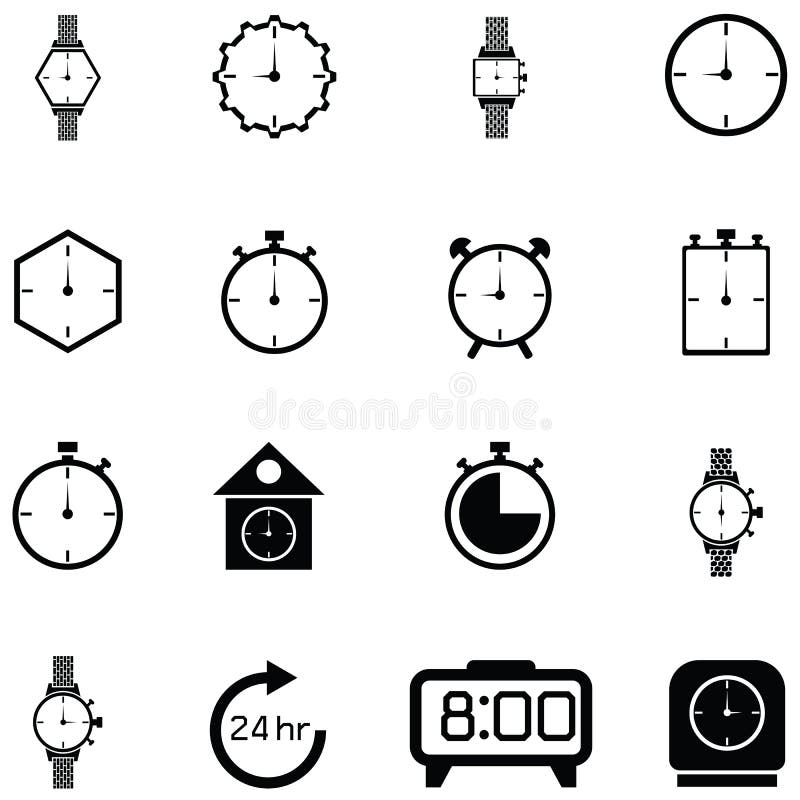 Watch icon set stock illustration. Illustration of icon - 107354403