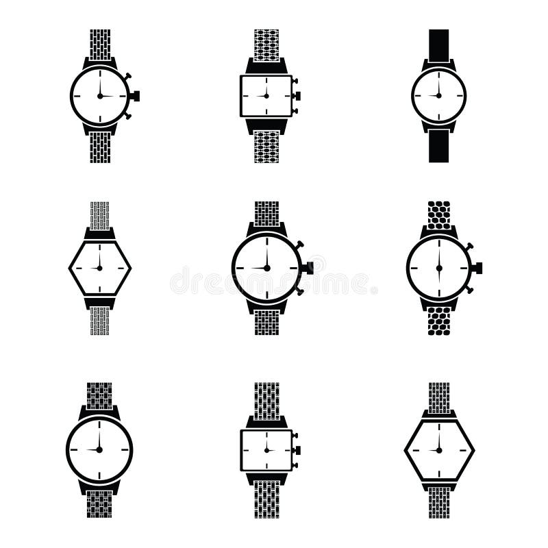 Watch Icons Set stock vector. Illustration of clock - 102698308