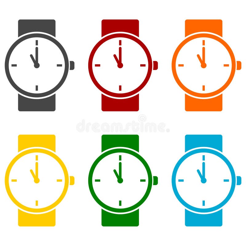 Watch Icons Set on White Background Stock Vector - Illustration of ...