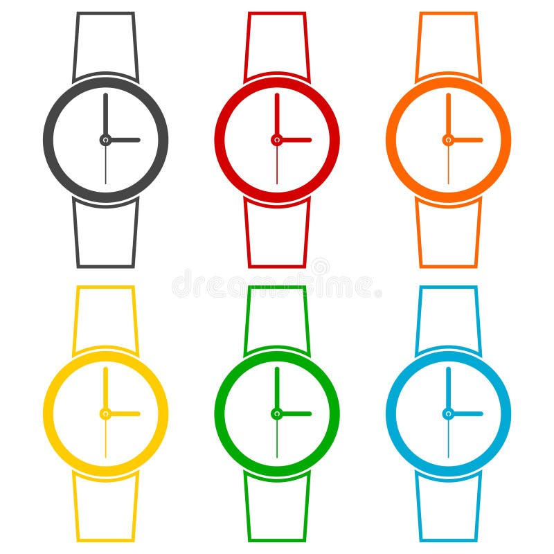 Watch Icons Set on White Background Stock Vector - Illustration of ...