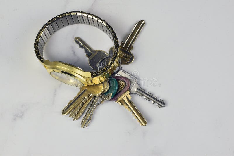 Watch and Keys on a White Back Ground Stock Image - Image of chain ...