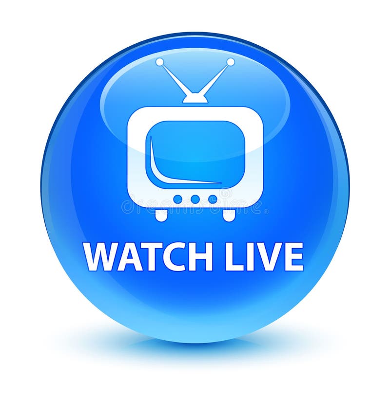 Watch Live Glassy Cyan Blue Round Button Stock Illustration ...